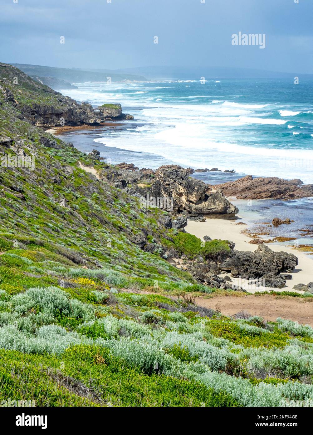 Rugged rocky coastline on Cape to Cape trail in Leeuwin-Natuarliste ...
