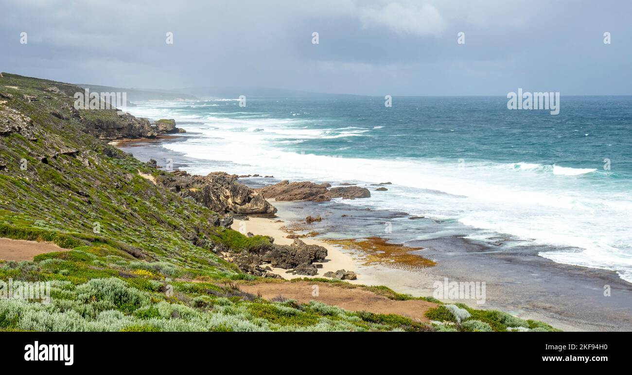Rugged rocky coastline on Cape to Cape trail in Leeuwin-Natuarliste ...