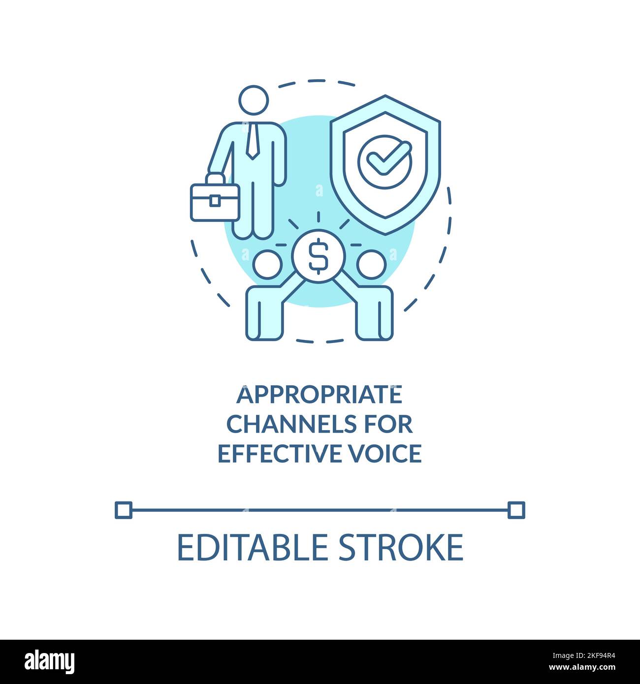 Appropriate channels for effective voice turquoise concept icon Stock ...