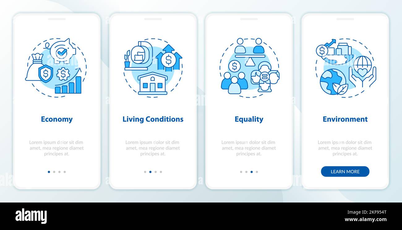 Inclusive development index blue onboarding mobile app screen Stock ...