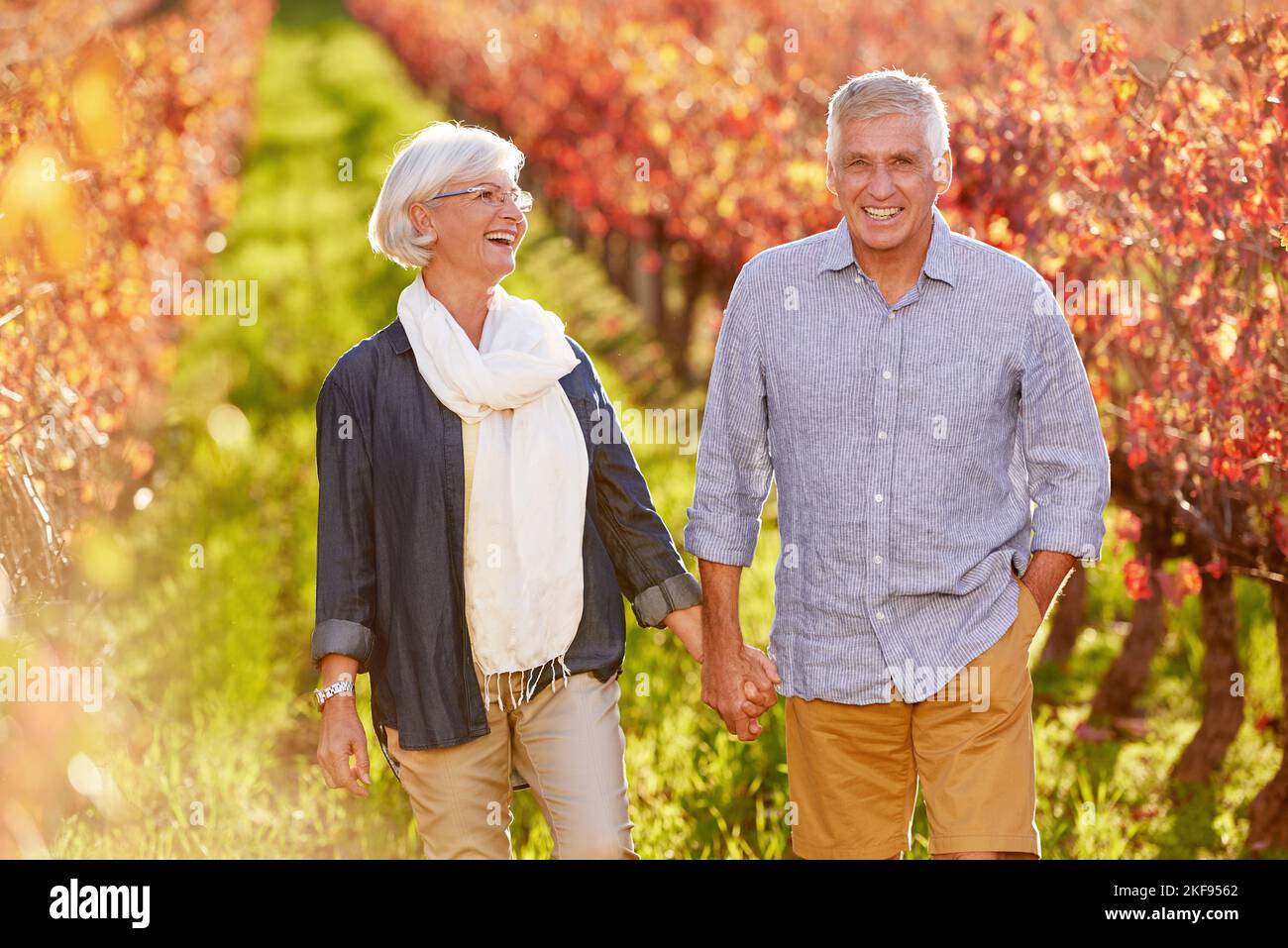 Living life with vitality. smiling senior couple walking hand in hand ...