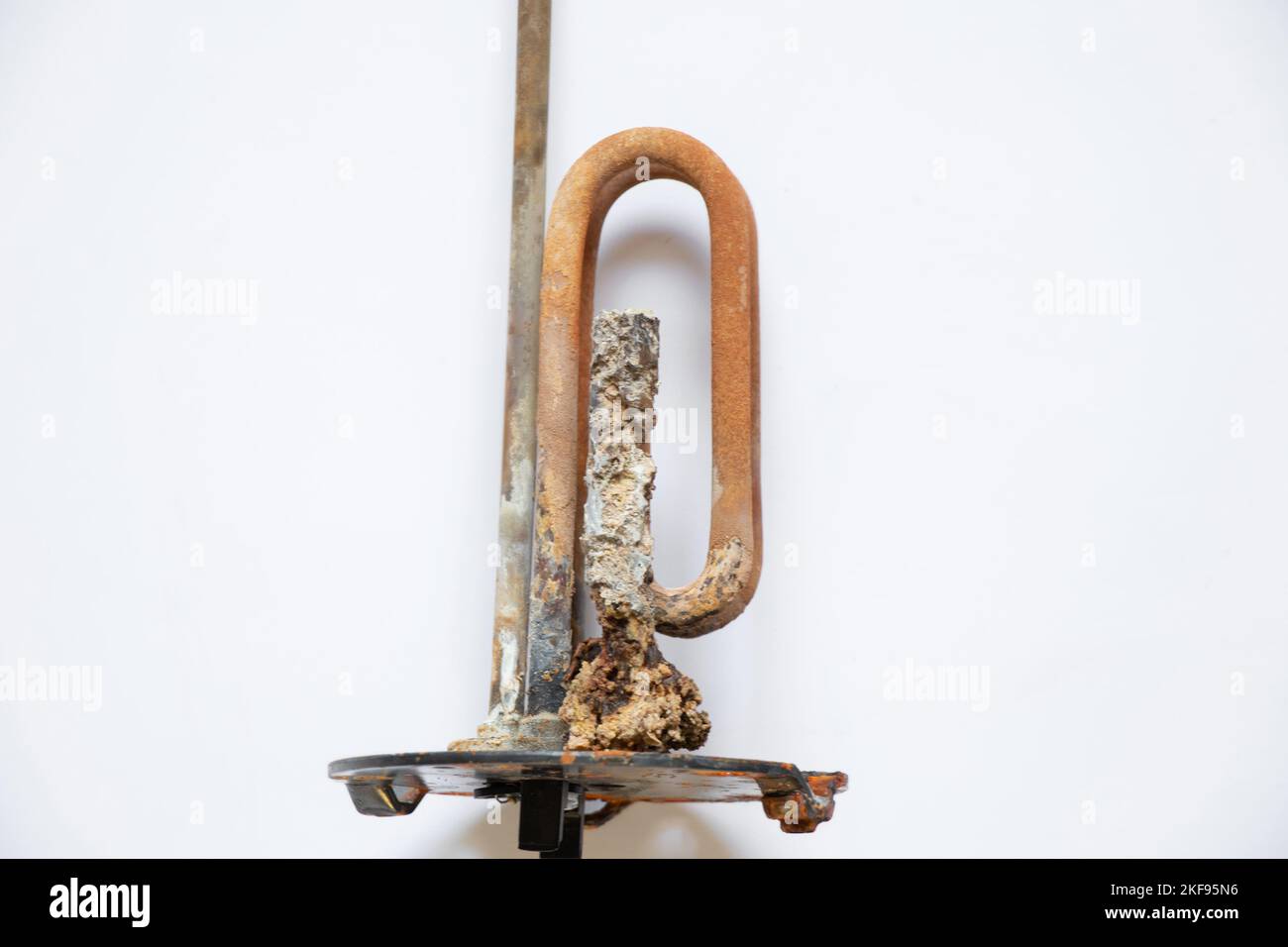 heating ten from a water heater after 8 years of operation broken on a ...