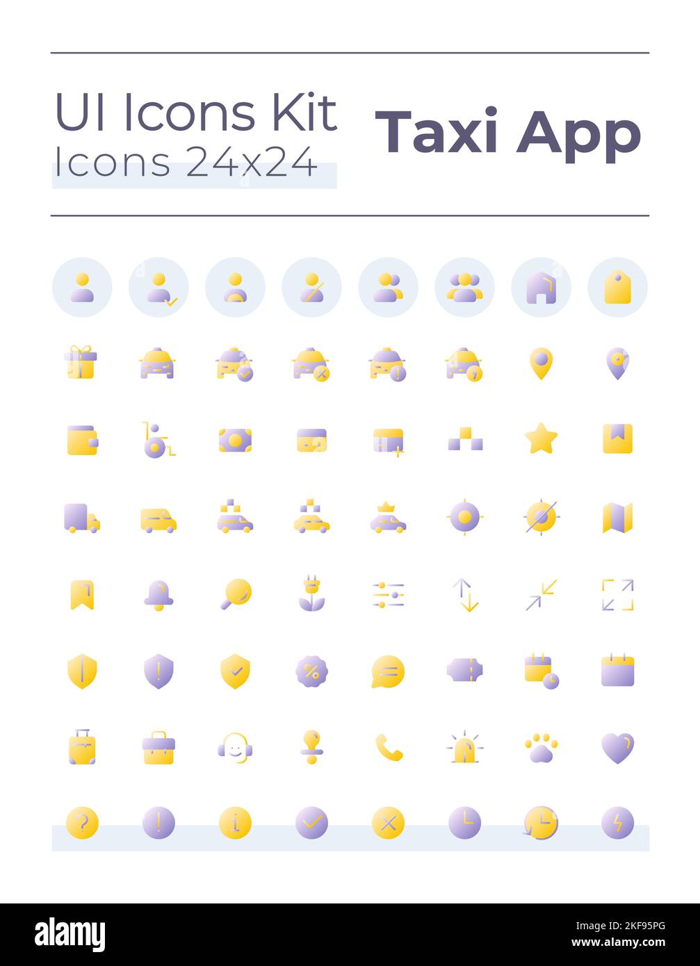 Taxi service flat gradient two-color ui icons set Stock Vector Image ...