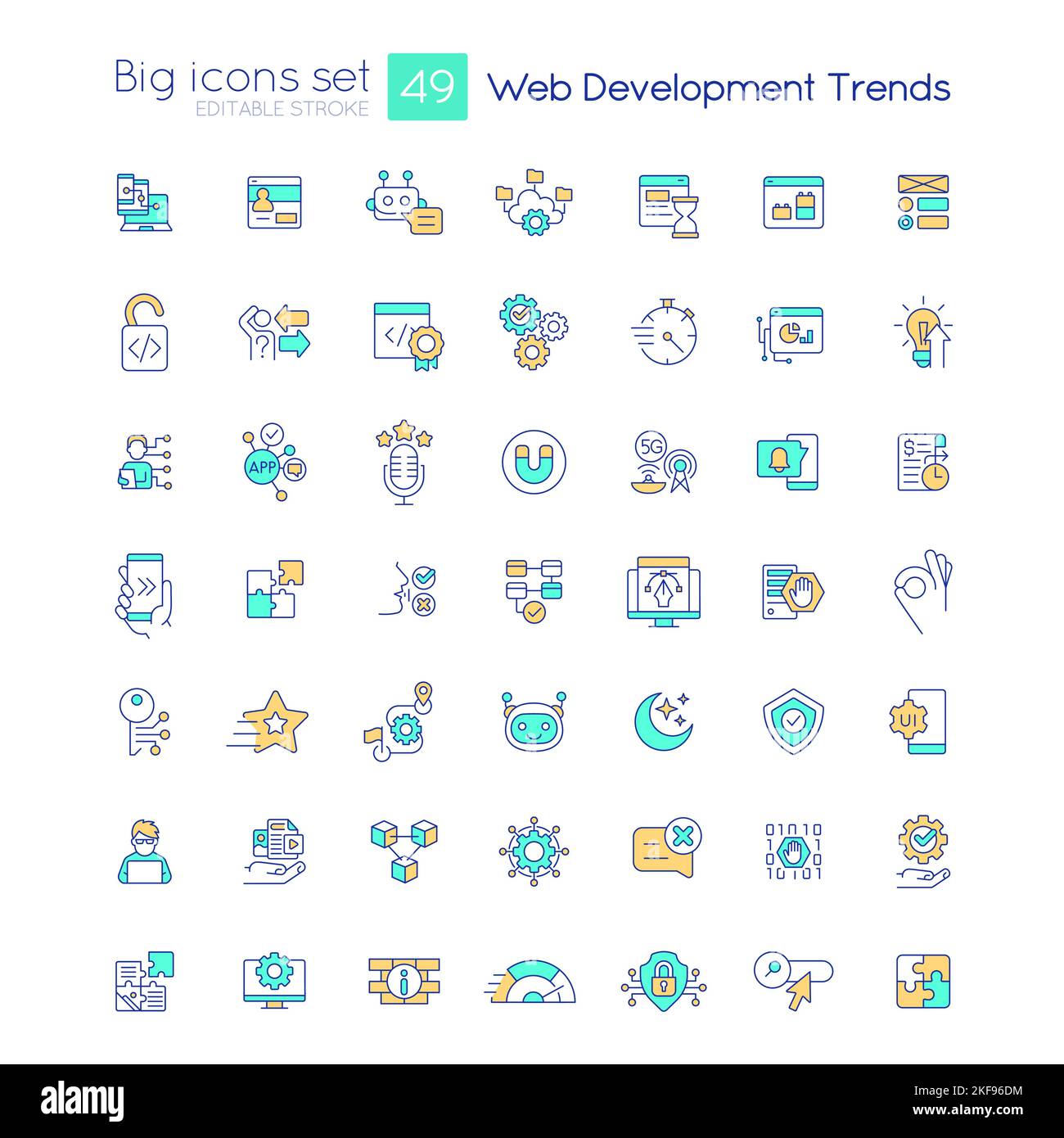 Web development trends RGB color big icons set Stock Vector Image & Art - Alamy