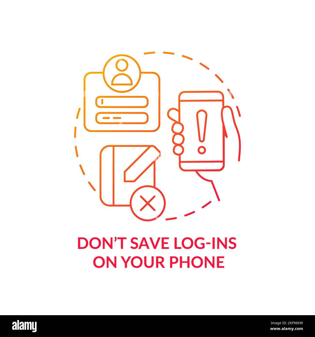 Do not save logins on your phone red gradient concept icon Stock Vector ...