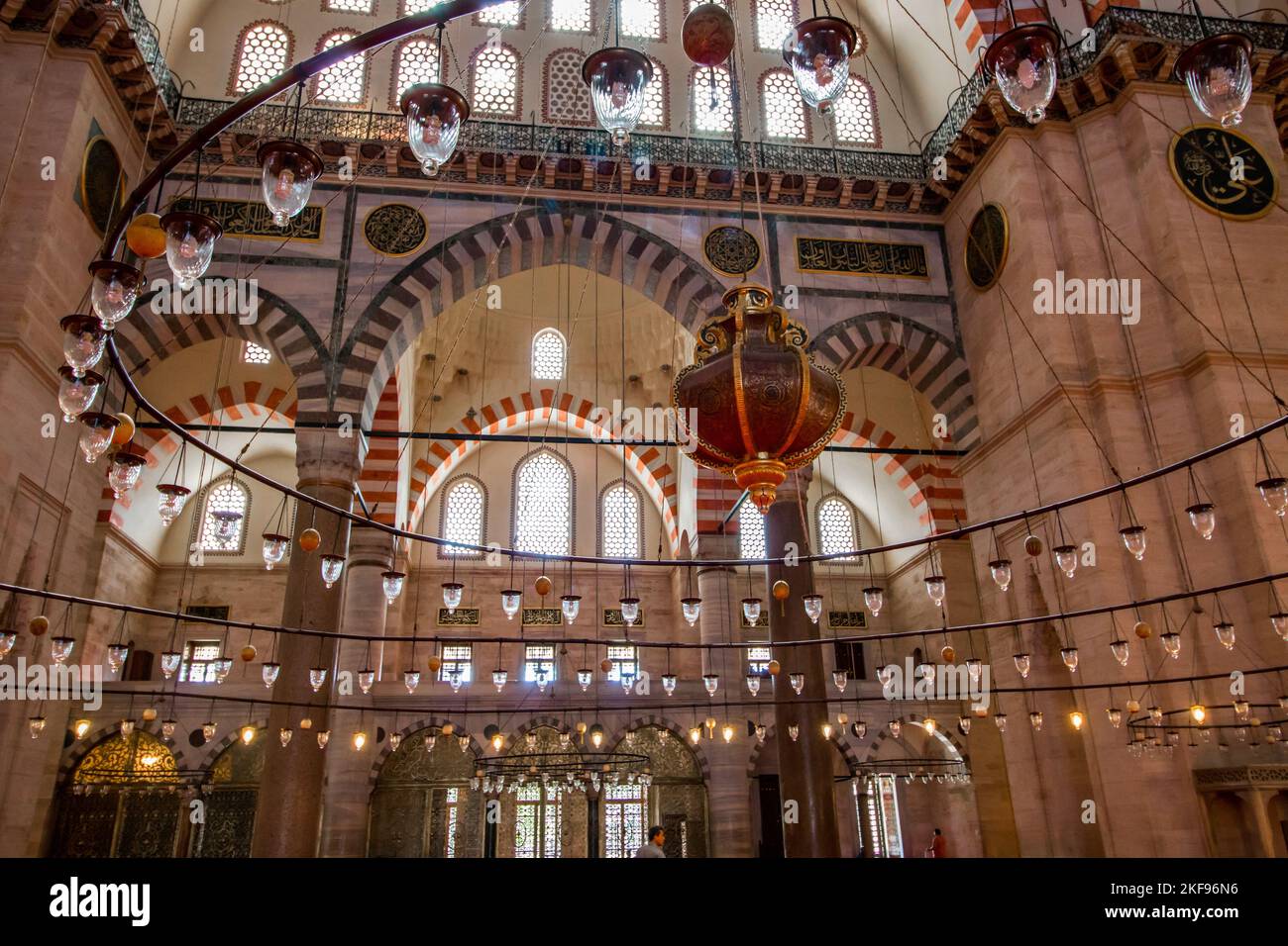 The Suleymaniye Camii Mosque interior, inner architecture of a moschee ...