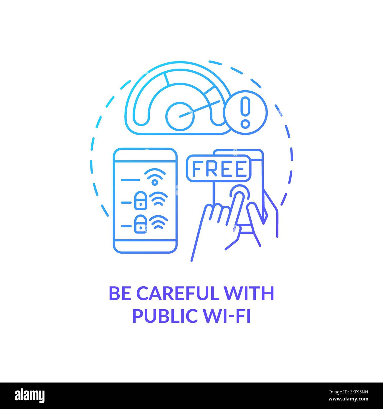 Be careful with public network blue gradient concept icon Stock Vector ...