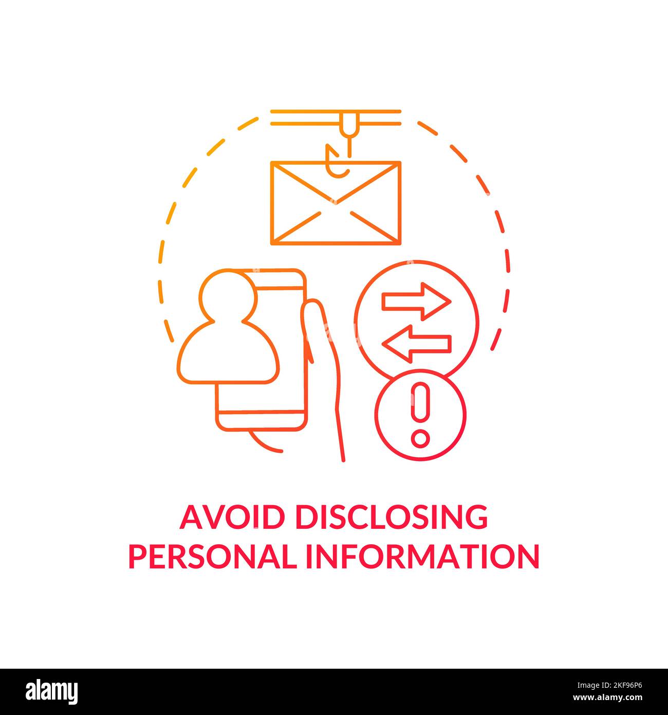 Avoid disclosing personal information red gradient concept icon Stock ...