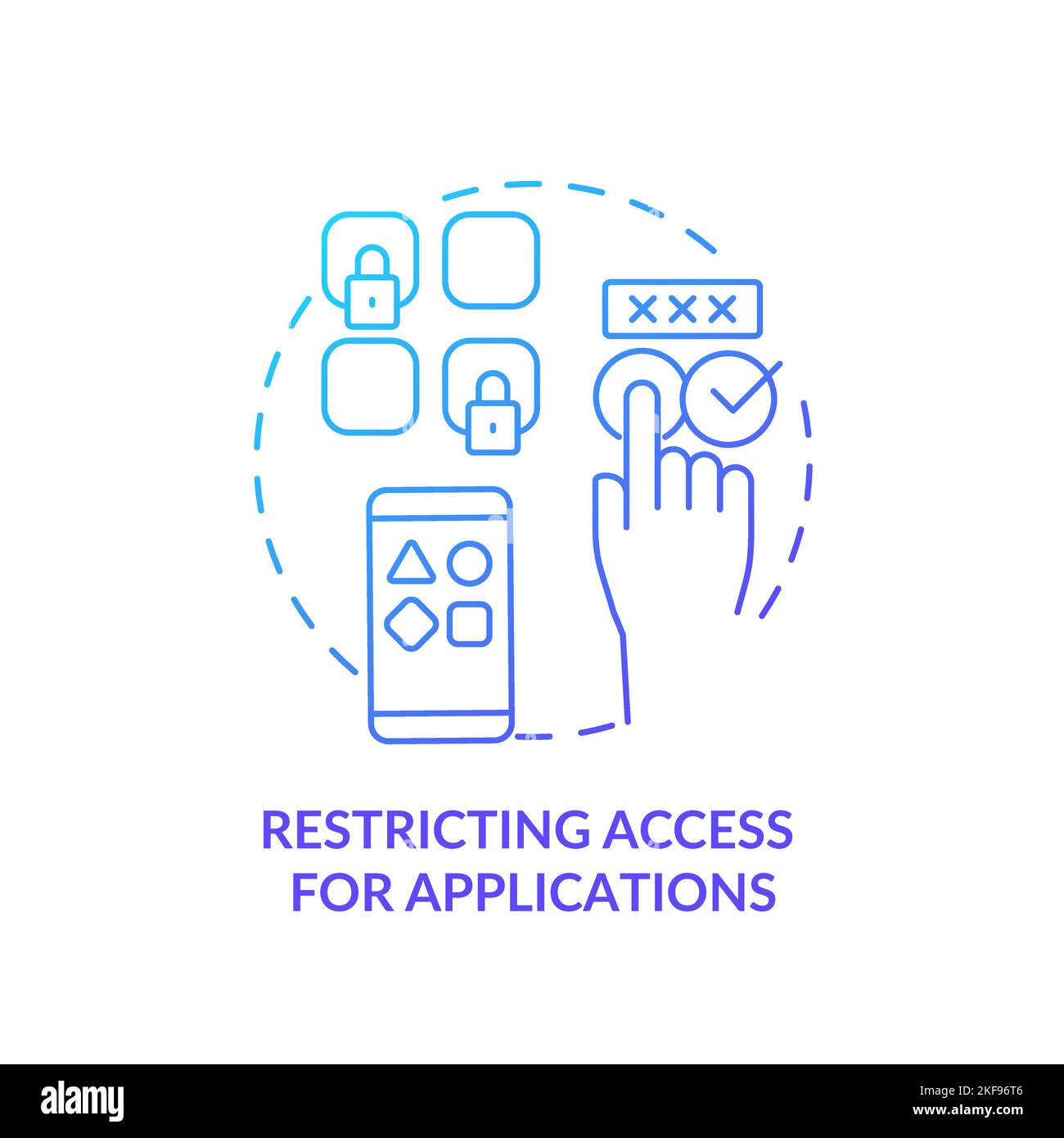 Restricting access for applications blue gradient concept icon Stock ...