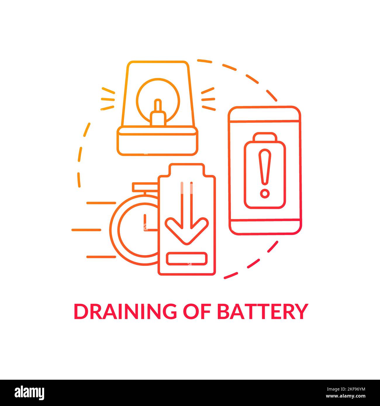Draining of battery red gradient concept icon Stock Vector Image & Art ...