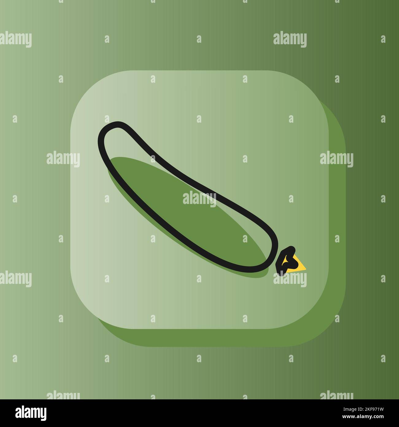 3d square button green cucumber on outline icon. Flat symbol sign ...