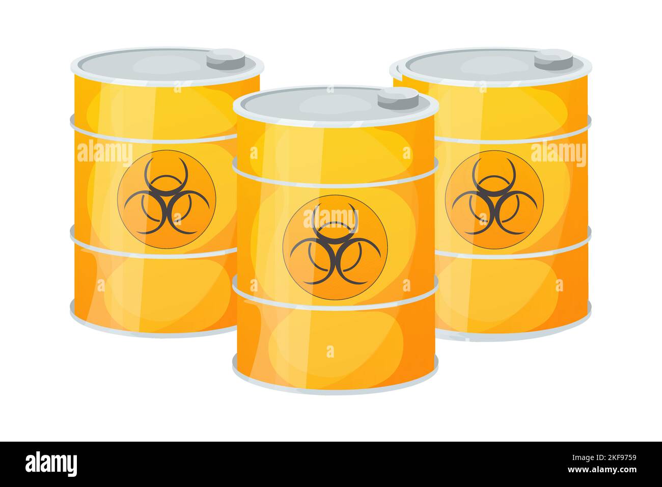 Set Metal yellow barrel toxic, dangerous sign in cartoon style isolated ...