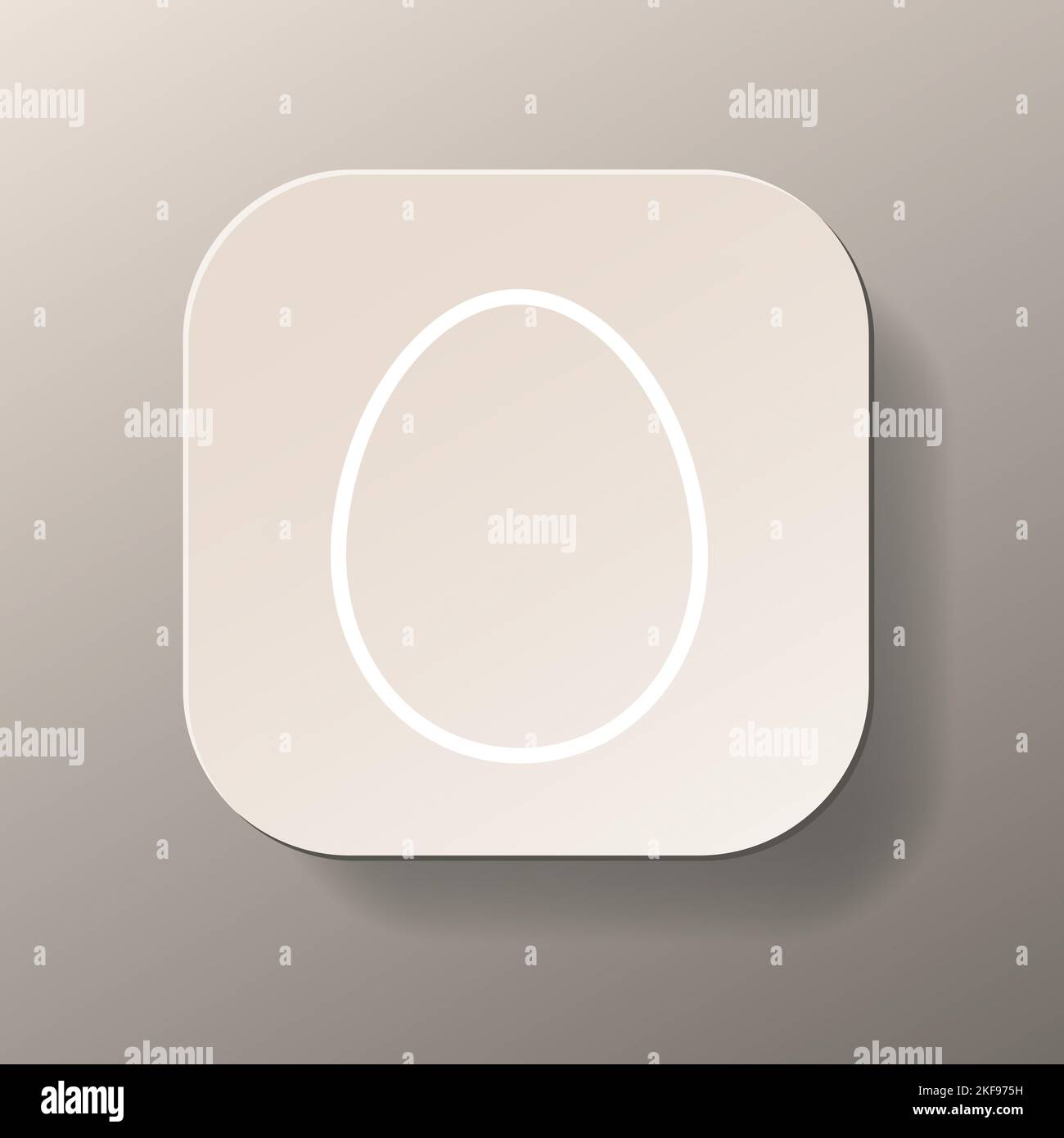 Animal egg square button, white outline icon on the white color plate ...