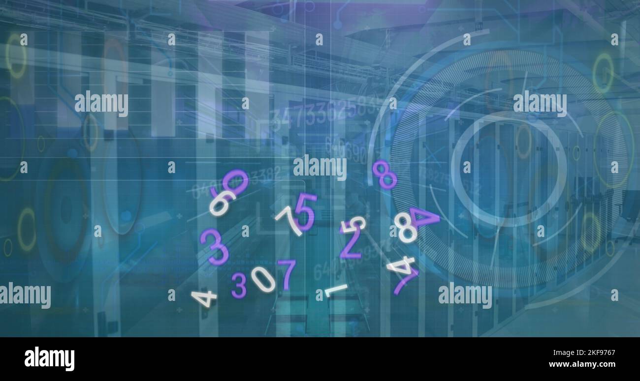Image of numbers, data processing and sever room Stock Photo - Alamy