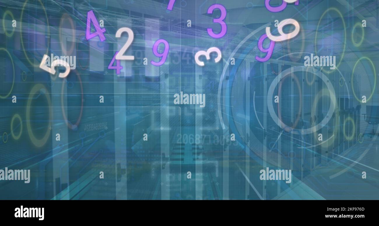 Image of numbers, data processing and sever room Stock Photo - Alamy