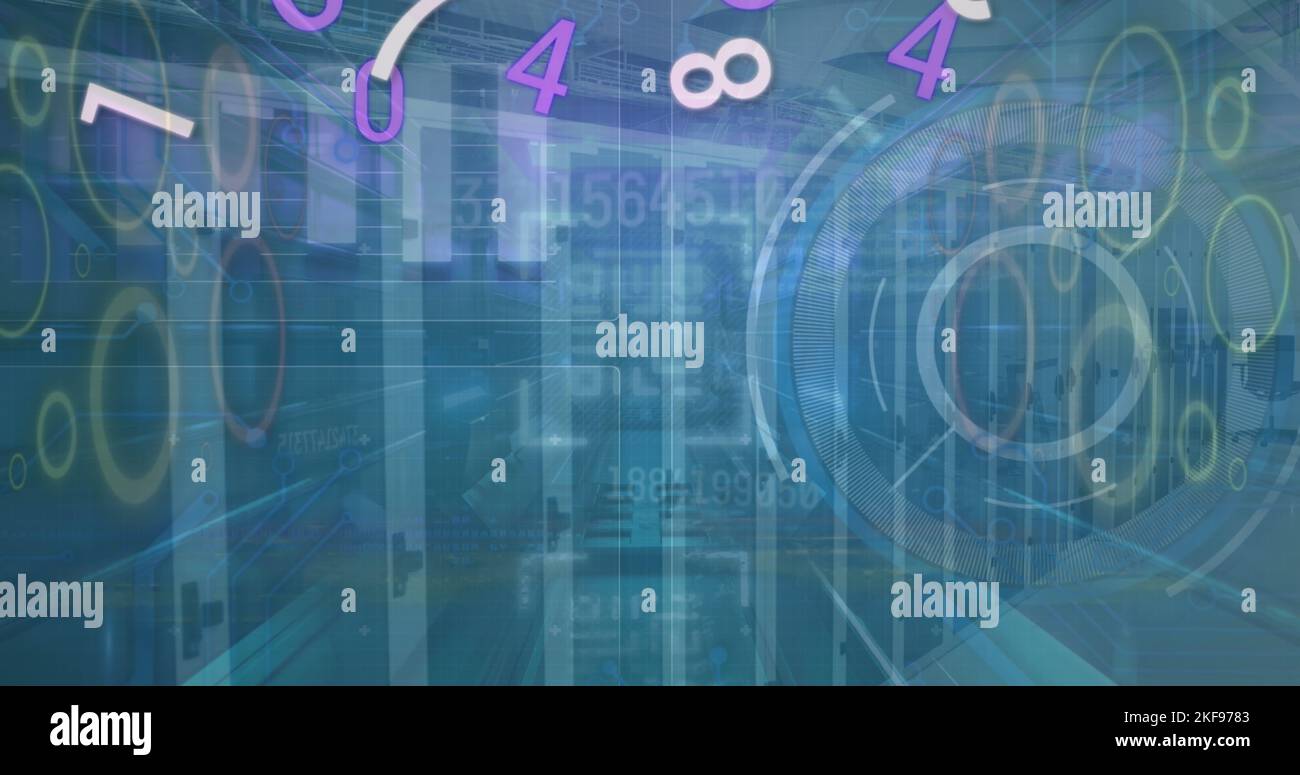 Image of numbers, data processing and sever room Stock Photo - Alamy
