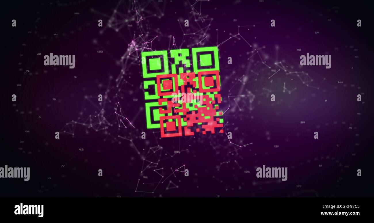 QR code scanner against network of connections Stock Photo - Alamy