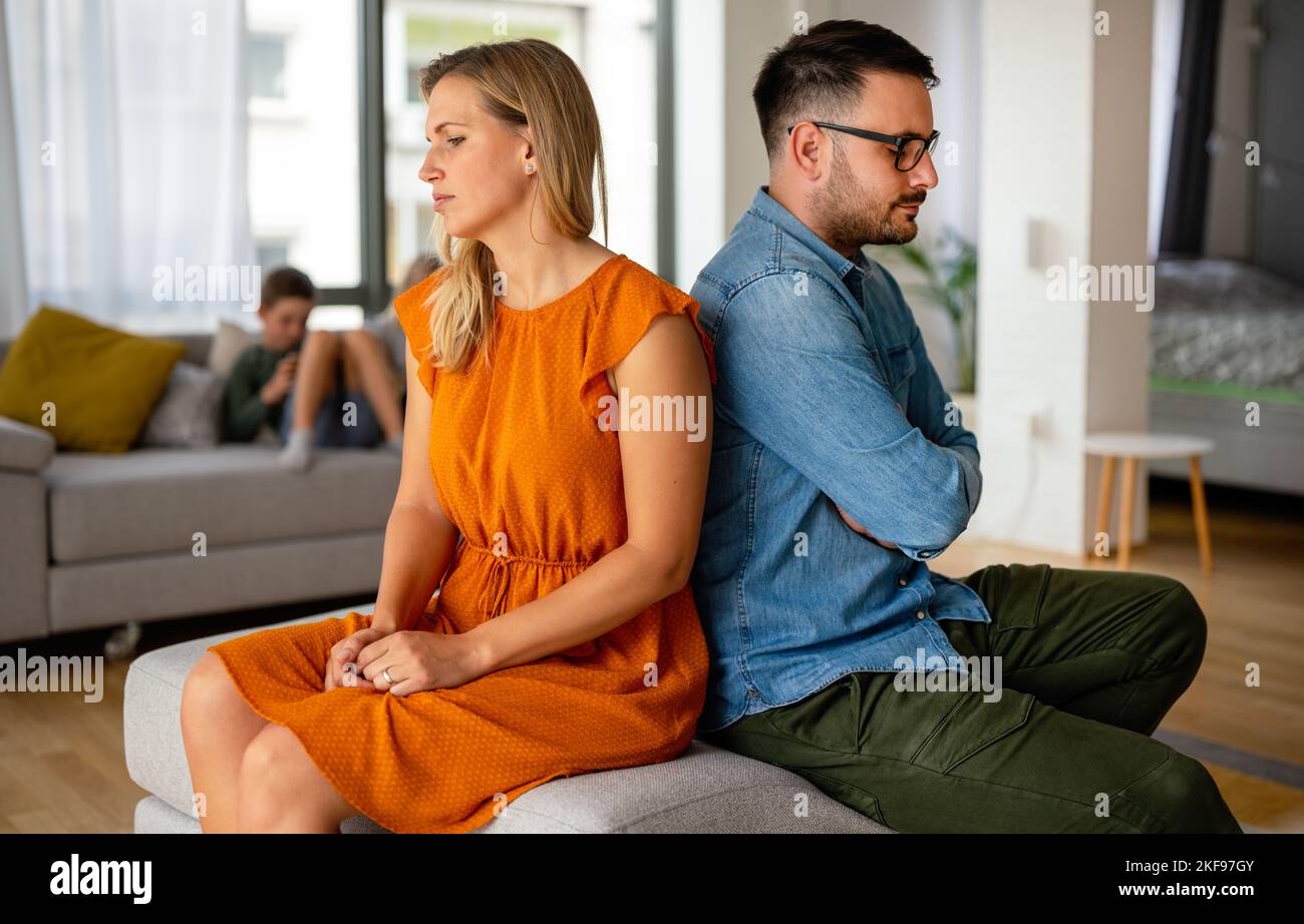 Frustrated couple arguing and having marriage problems. Disappointed in ...