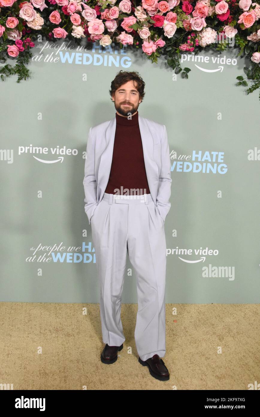 Los Angeles, California, USA 16th November 2022 Actor Dustin Milligan ...