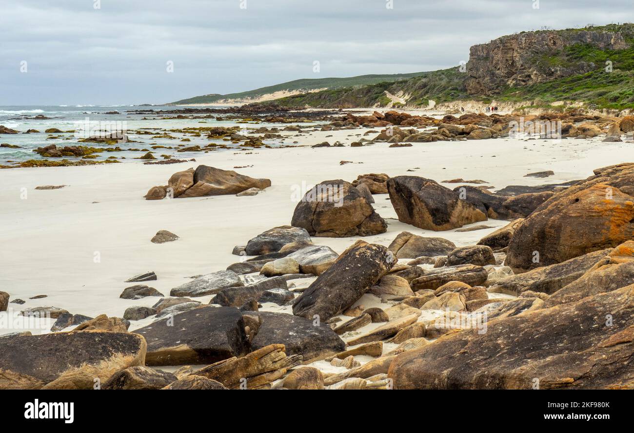 Granite rocks scattered on the beach at kilcarnup Beach Margaret River ...
