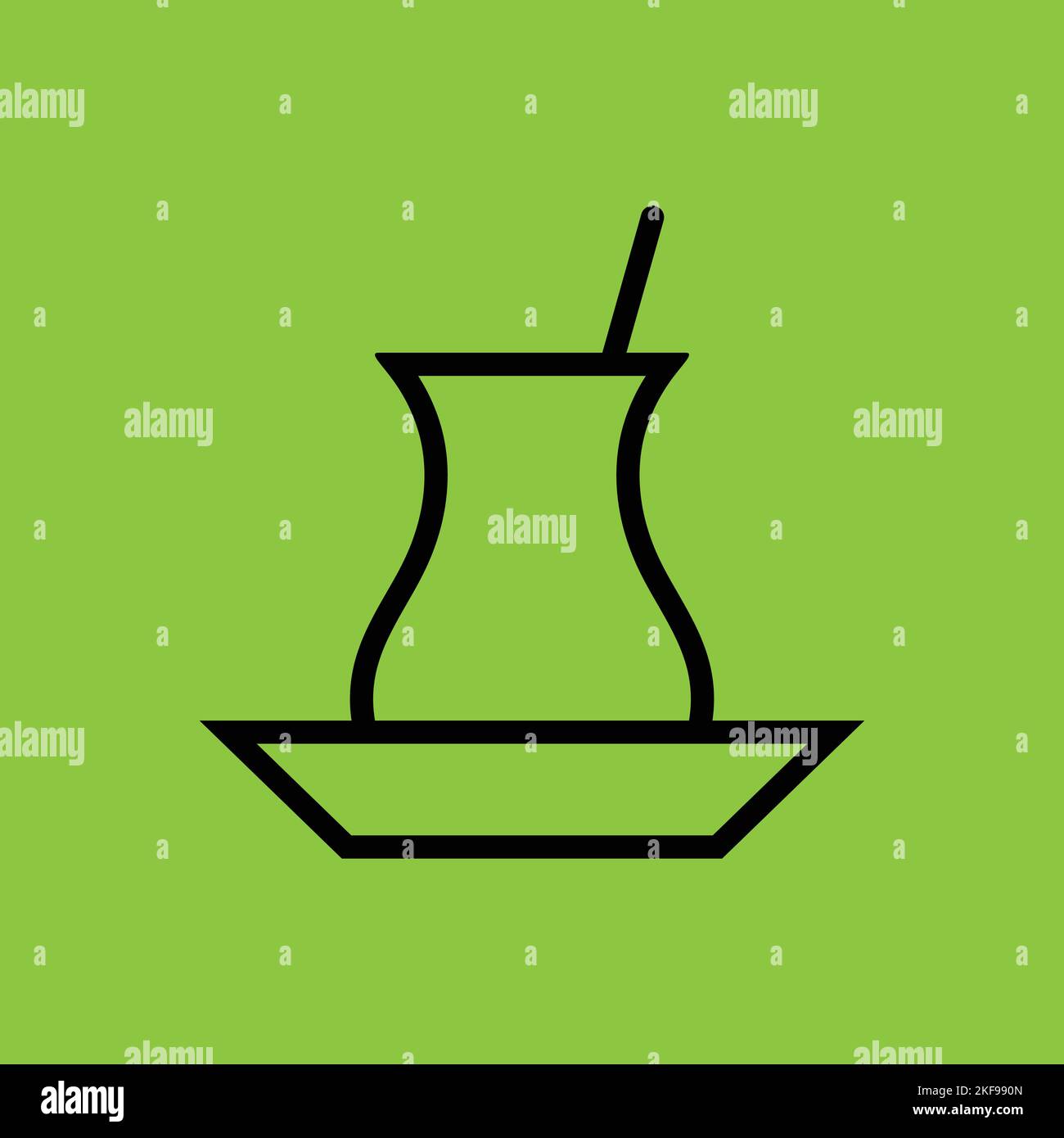 Turkish Tea icon isolated on Yellow Background. Cafe Concept. - Vector ...