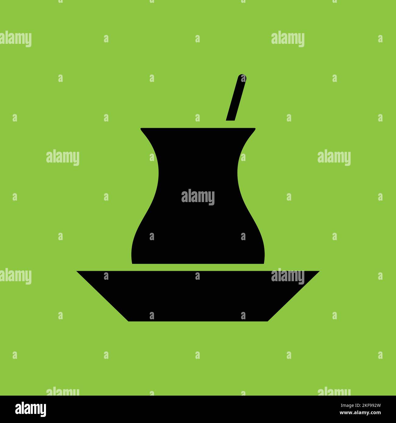 Turkish Tea icon isolated on Yellow Background. Cafe Concept. - Vector ...