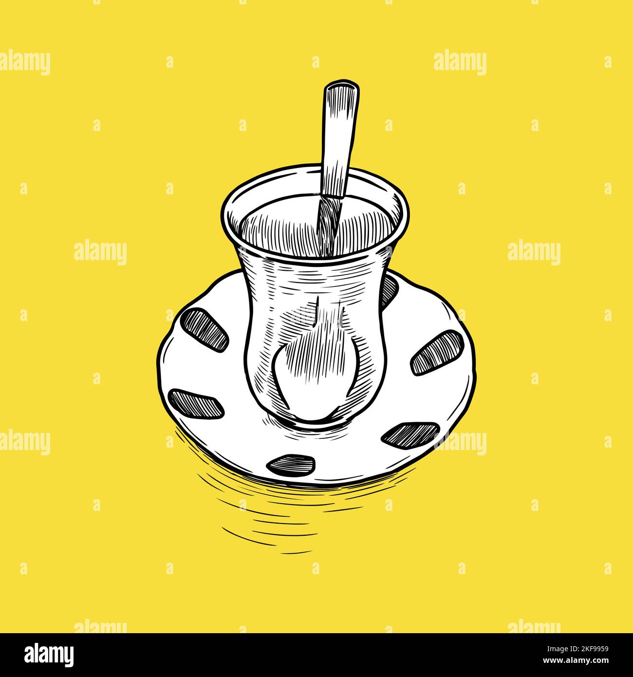 Cup of Tea Turkish Icon. Sport Concept, Sketch and Vintage Style ...