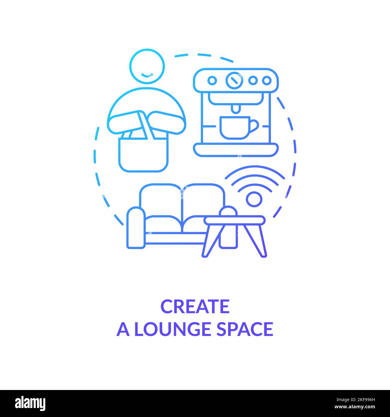 Create lounge space blue gradient concept icon Stock Vector Image & Art ...