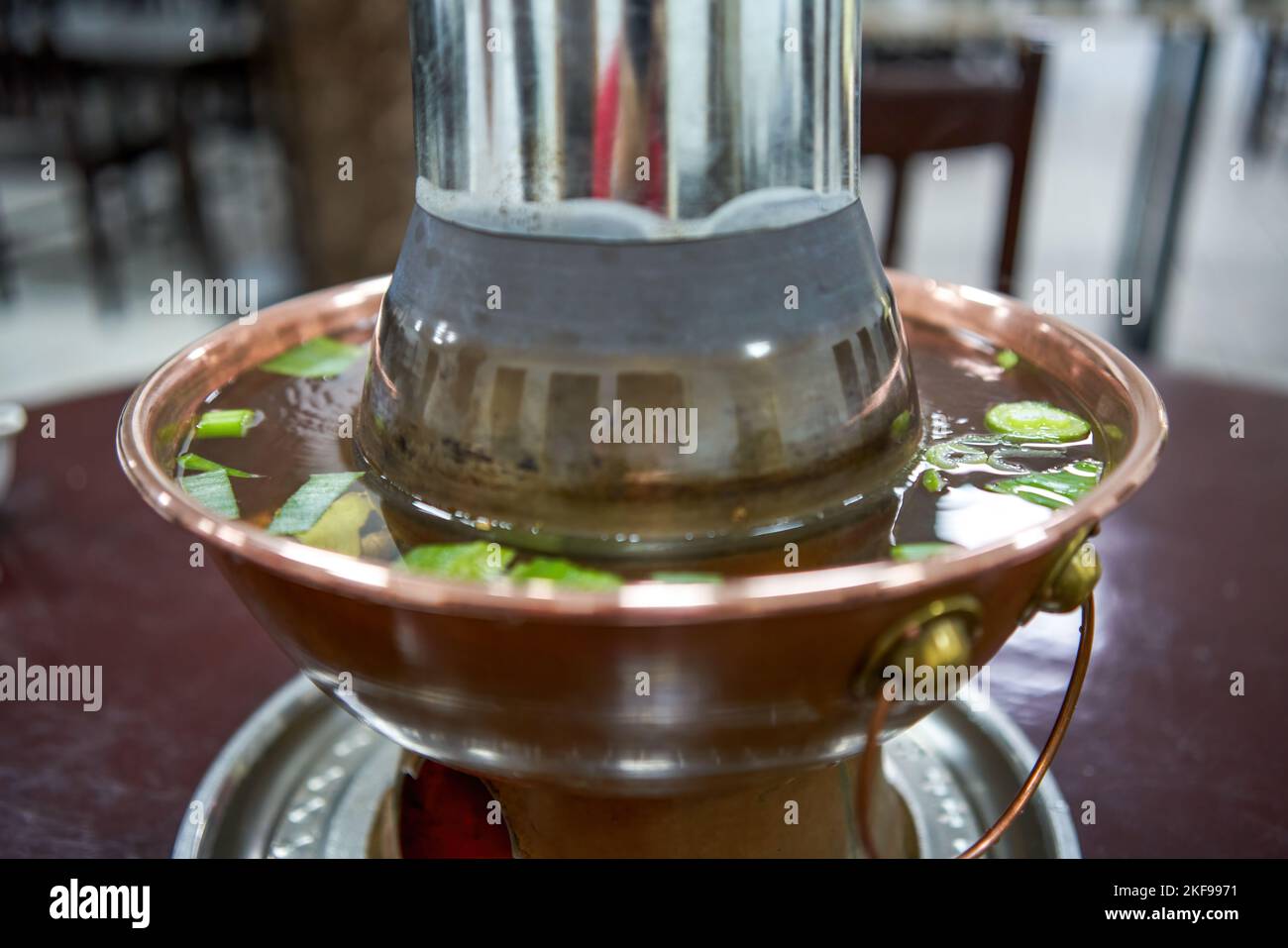 Traditional and delicious old Beijing copper pot mutton Stock Photo - Alamy