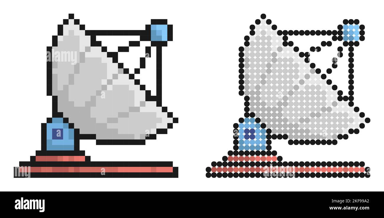 Pixel Icon Radio Telescope For Exploring Universe And Space