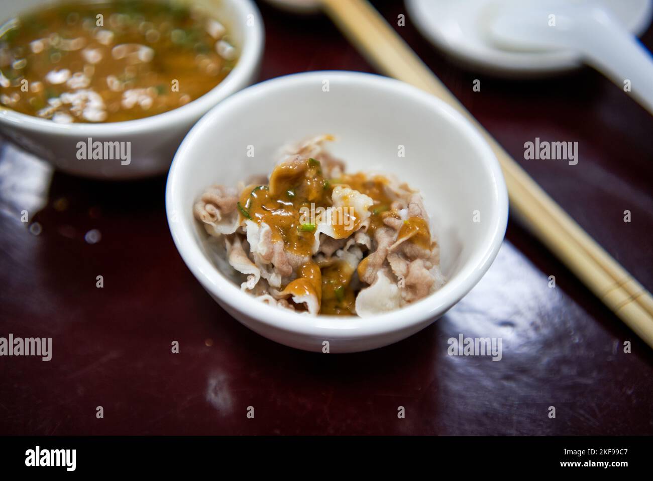 Traditional and delicious old Beijing copper pot mutton Stock Photo - Alamy
