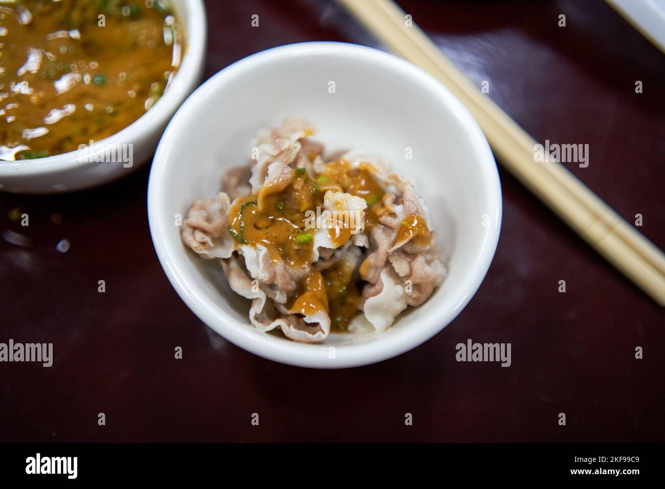 Traditional and delicious old Beijing copper pot mutton Stock Photo - Alamy