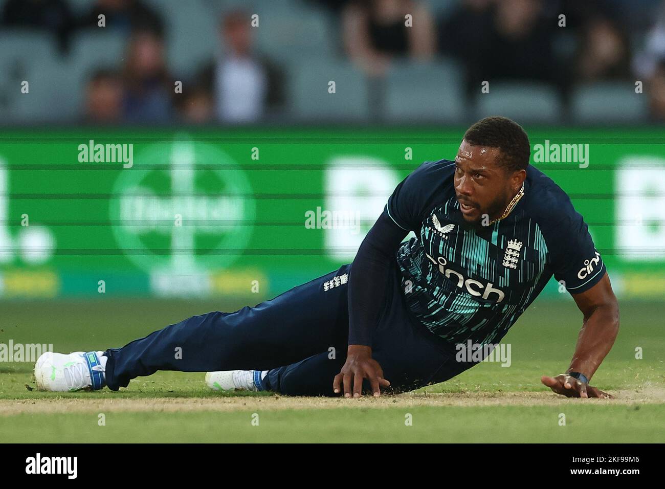 Chris Jordan of England stumbles during the Dettol ODI Series match ...