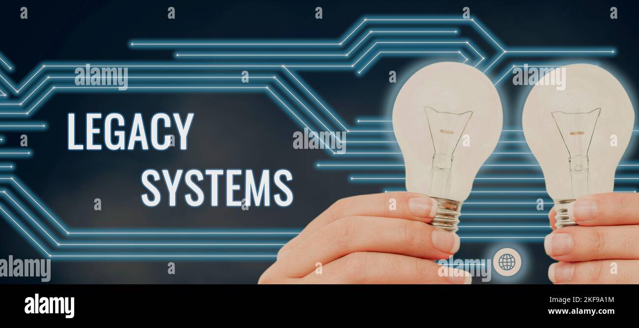 Sign displaying Legacy Systems. Business concept old method technology ...
