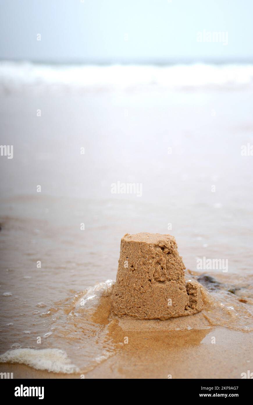 Sandcastle being surrounded by the tide, Tynemouth Stock Photo - Alamy