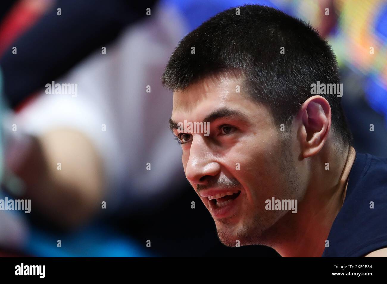 Belgrade, Serbia, 14th November 2022. Luka Mitrovic of Serbia warms up ...