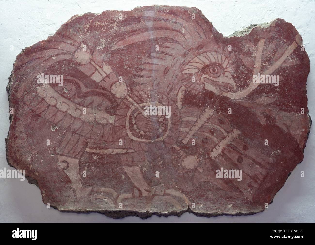 Painted fresco from Teotihuacan of an eagle with a lance and shield ...