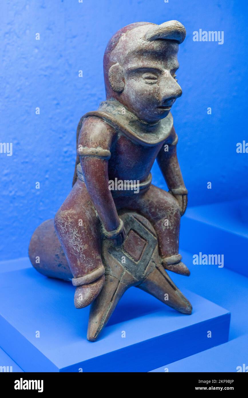 Ceramic figure playing a drum, from Colima. Rufino Tamayo Museum of Pre ...