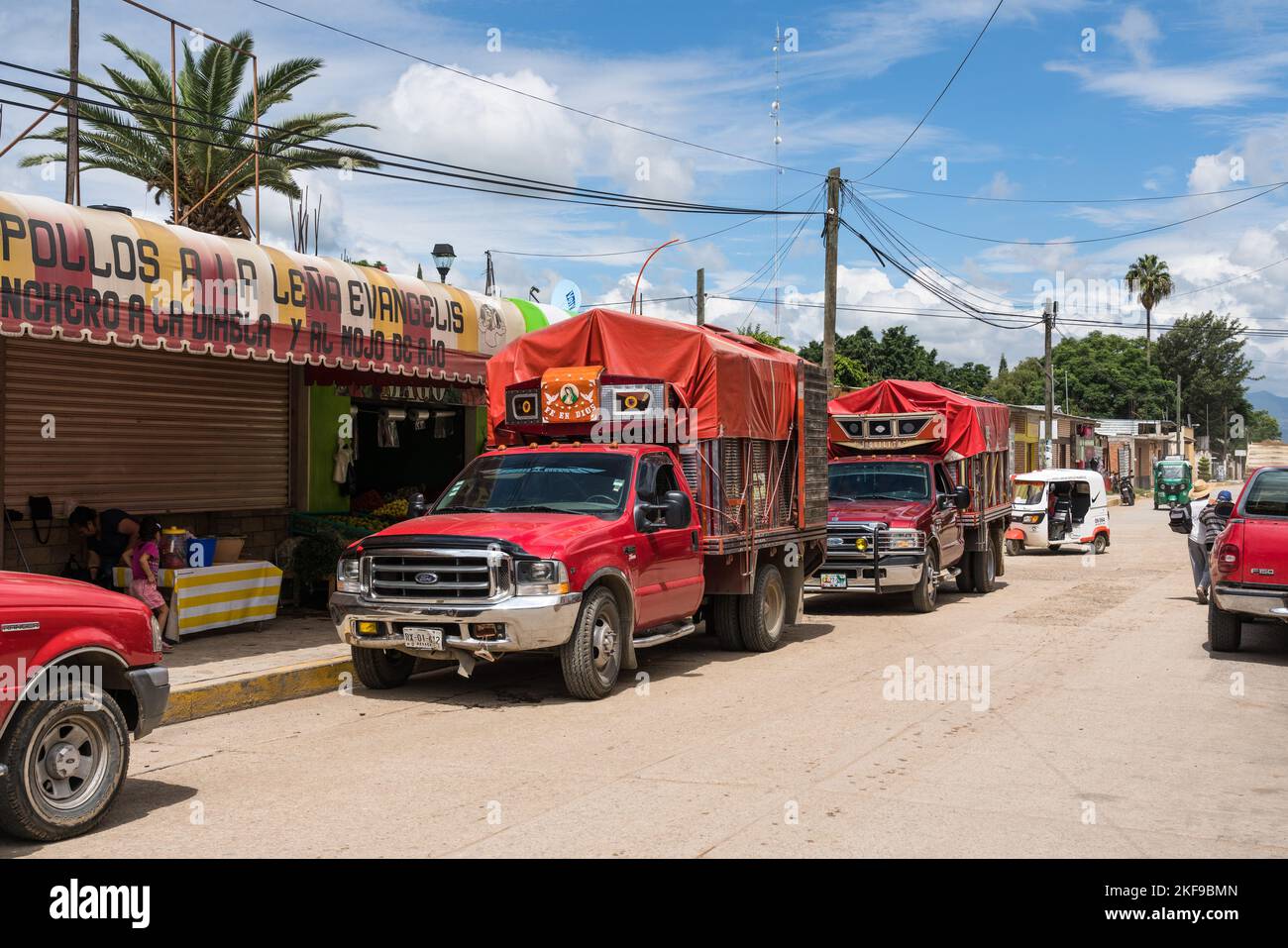 A street scene in the town of San Antonino Castillo Velasco, Oaxaca ...