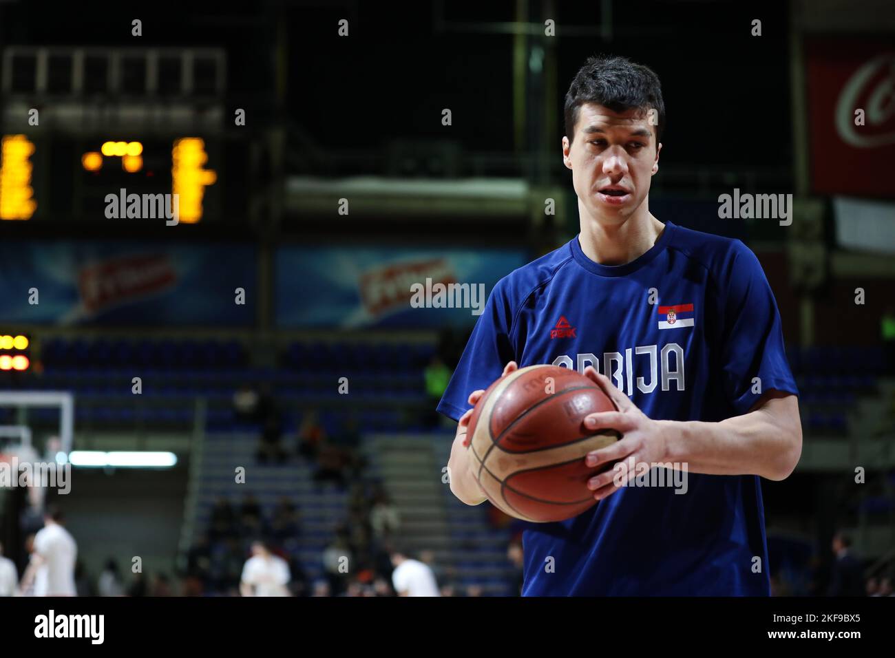 Belgrade, Serbia, 14th November 2022. Vladimir Lucic of Serbia warms up ...