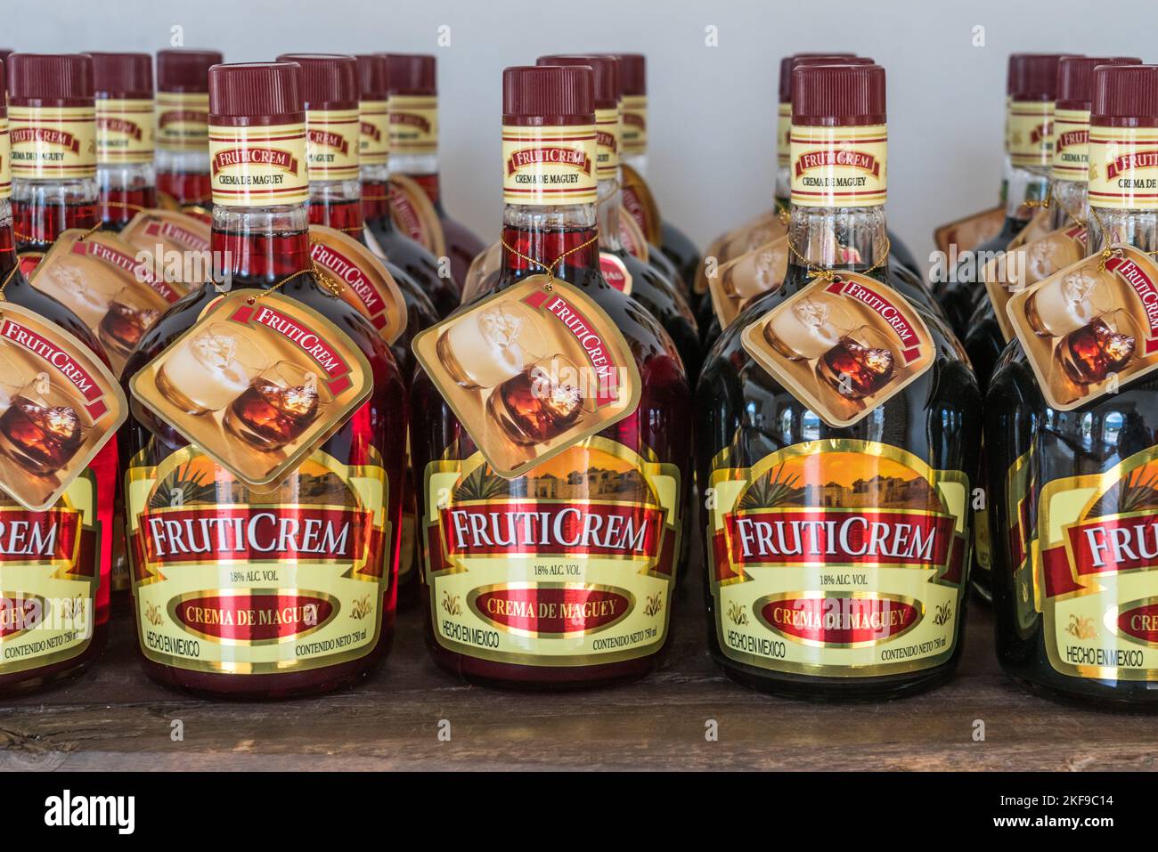 Finished mezcal at an artisanal mezcal distillery, a palenque or ...