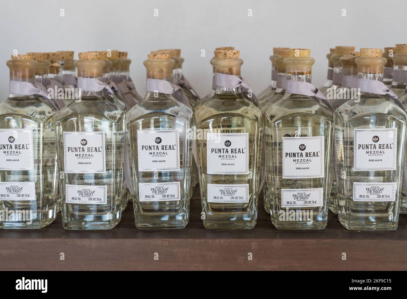 Finished mezcal at an artisanal mezcal distillery, a palenque or ...