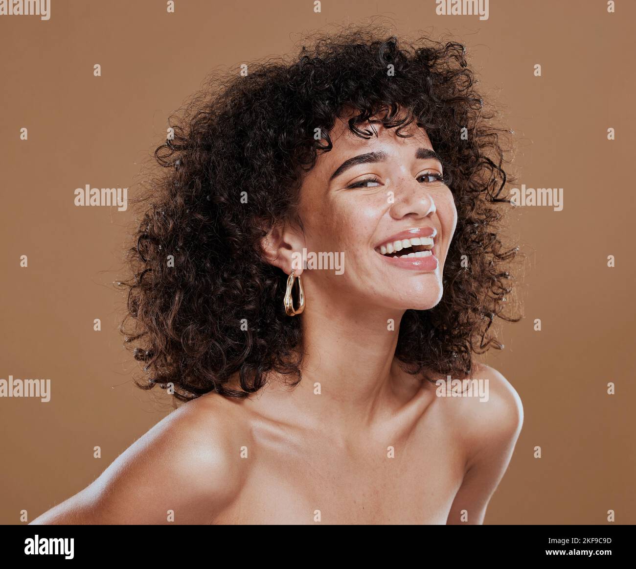 Woman, body skincare and portrait for beauty, natural and skin glow ...