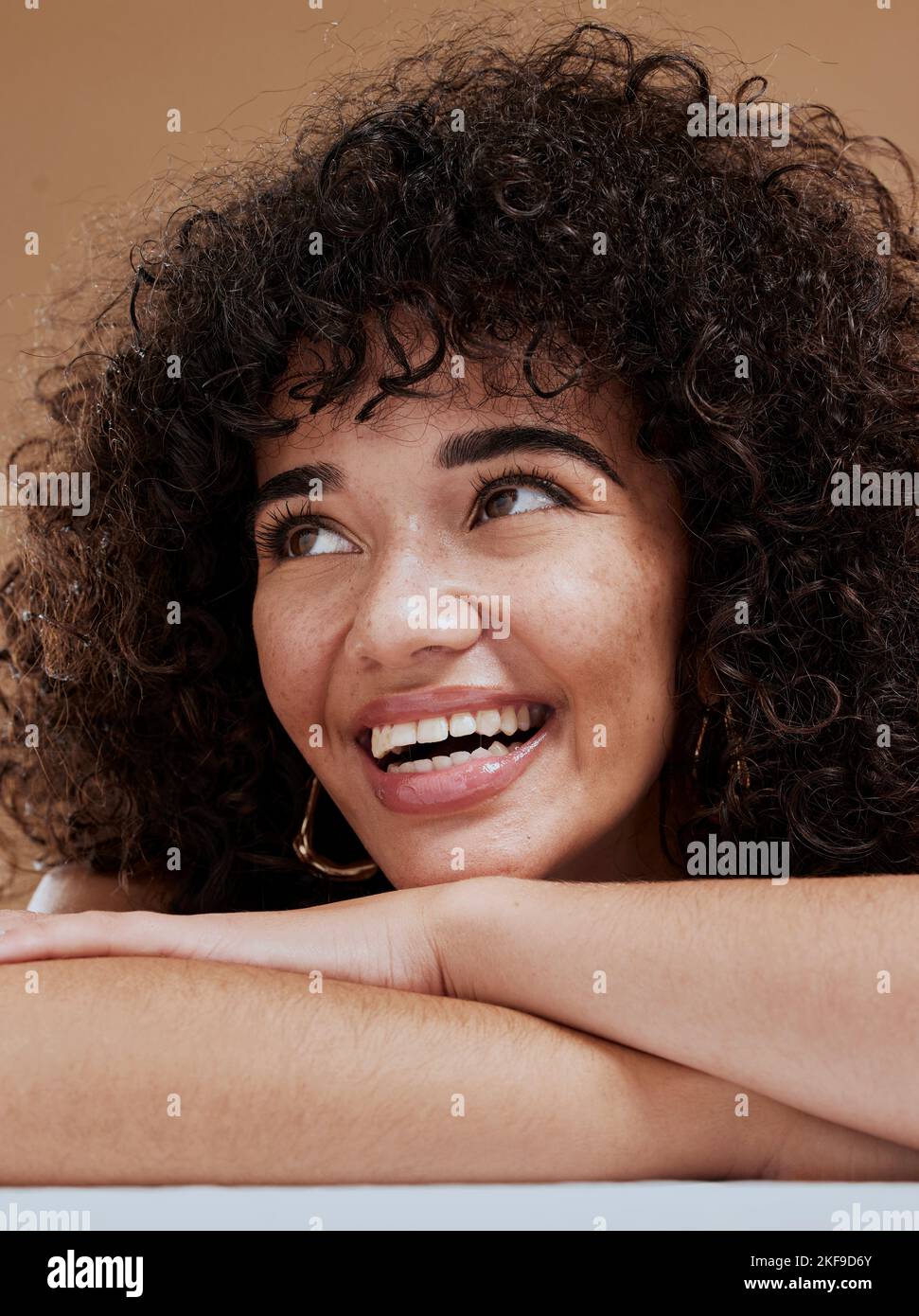 Beauty, skincare and portrait of happy black woman with smile on face ...