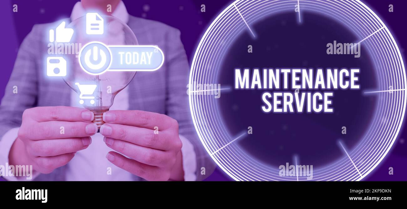 Text caption presenting Maintenance Service. Word for Keep a Product ...