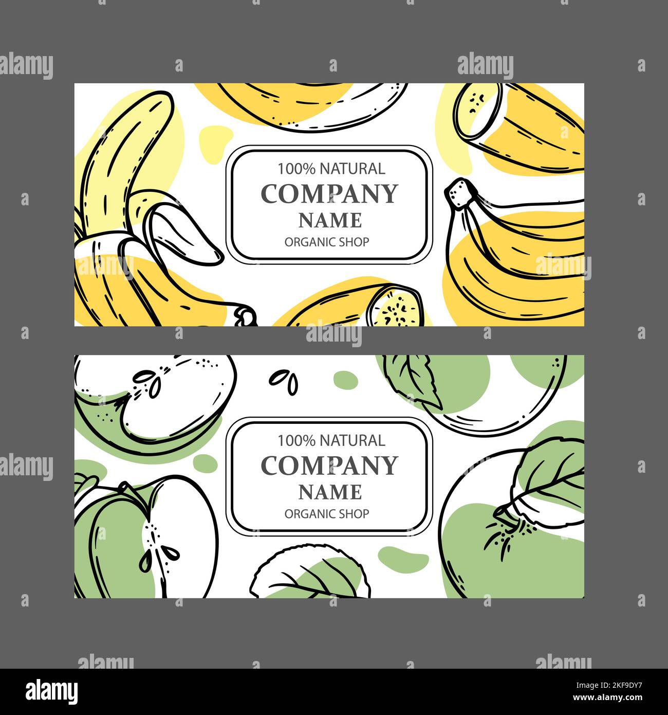APPLE BANANA LABELS Design Of Stickers For Shop Of Organic Natural ...