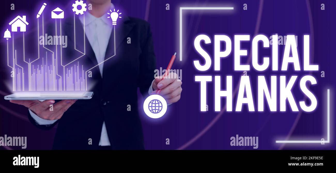 Conceptual display Special Thanks. Business showcase appreciating ...