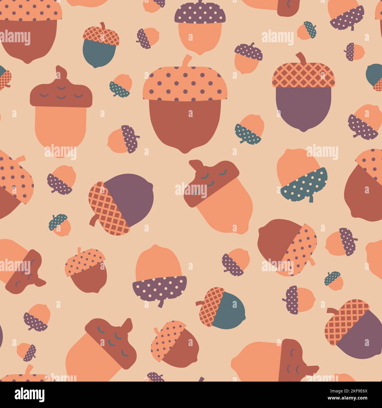 Pastel Brown Acorn seeds repeat pattern background design Stock Vector ...