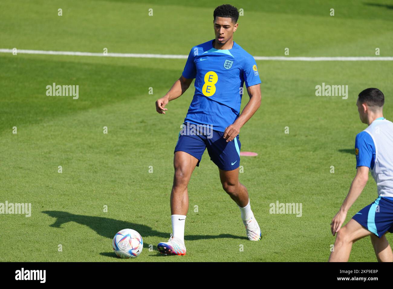 England's Jude Bellingham during a training session at the Al Wakrah ...