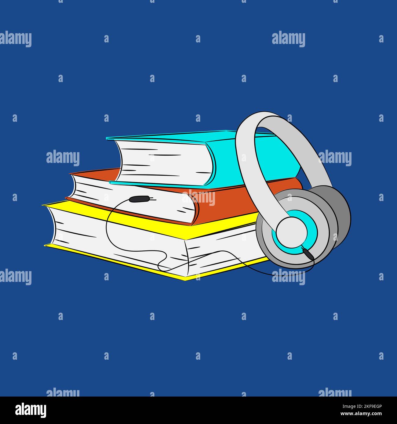 AUDIOBOOKS Listening Player Online Sound Book Podcast Internet Vector ...